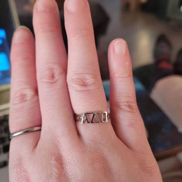Alpha Delta Pi Sterling Silver Ring With Cut-out Greek Letters // ΑΔΠ ...