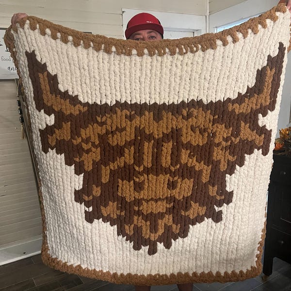 Highland Cow - Finger Knitting / Chunky Knit Blanket Pattern - Etsy