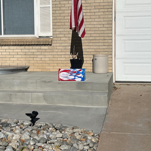Custom Painted Flamed American Flag Mailbox, Flame Mailbox, Painted ...