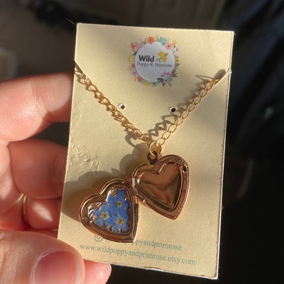 Forget Me Not Locket. Tiny Locket With Forget Me Not Real Flowers ...