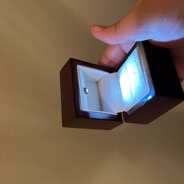 Wood Engagement Ring Box With LED Light - Great for Proposals, Weddings ...