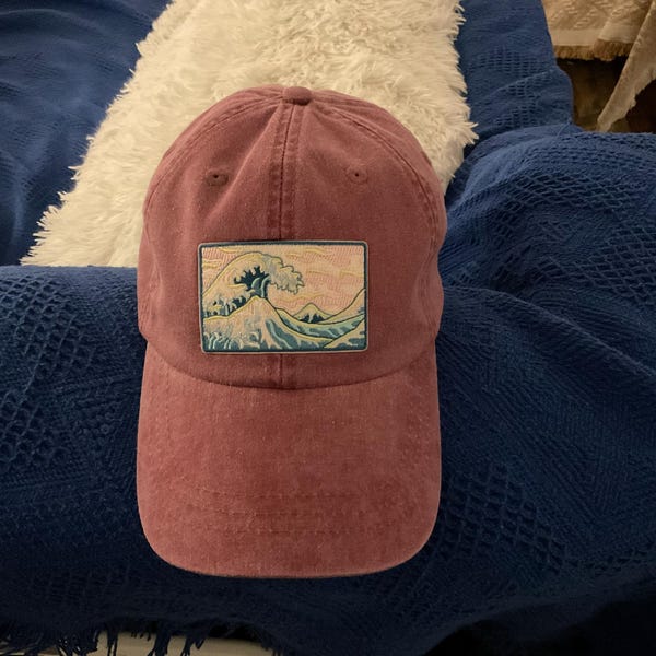 Great Wave Baseball Hat - Choice of Hat Color - Sea - Beachy Baseball ...