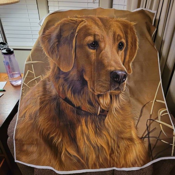 Golden Retriever Dog Fabric Panel 36" Panel by David Textiles / Man's ...