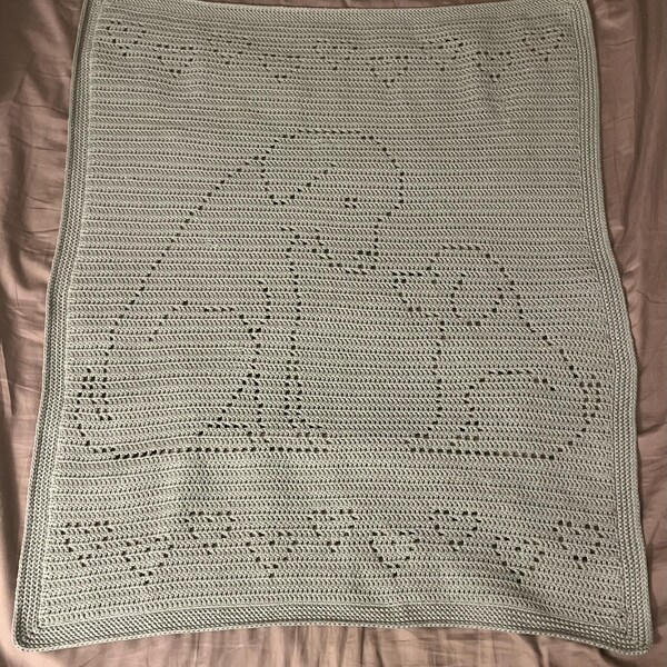 Dinosaur Filet Crochet Baby Blanket PDF Pattern - Etsy