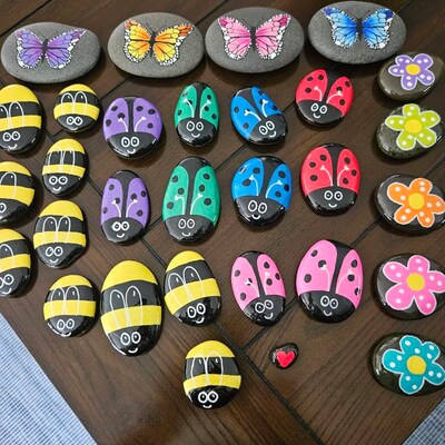 Set of 3 Patriotic July 4th Hand Painted Stones Americana - Etsy