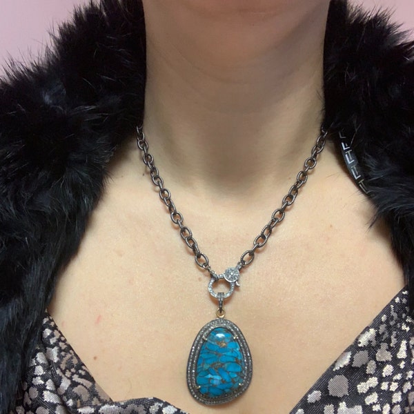 Ulka Rocks Rare Mine #8 Turquoise Diamond Pendant; Mine Number 8; Mine ...