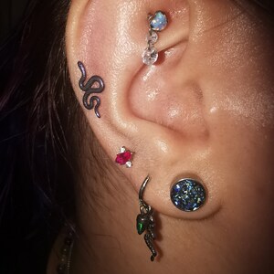 Blue Pink Fire Opal Flower Dermal Anchor Labret Top Conch - Etsy