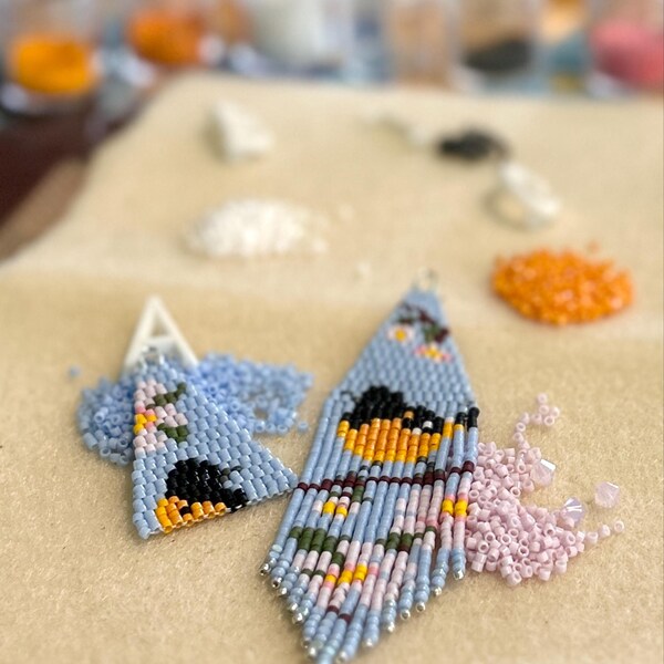 PDF BEADING PATTERN - Lupin Beaded Oval Earrings Pattern for Flower and ...