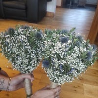 Dried Thistle and Rose Buttonhole, Scottish Wedding, Dried Dusky Pink ...