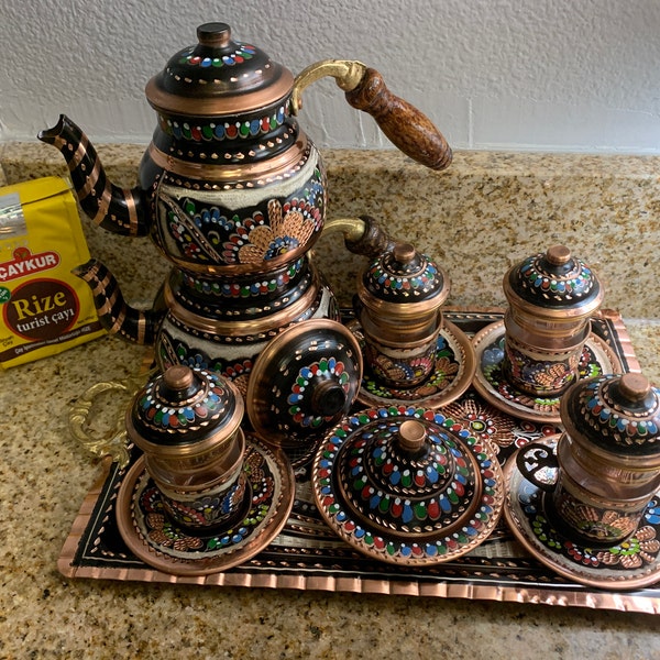 Turkish Copper Handmade Pure Copper Sugar Bowl Tea Set,embroidered ...