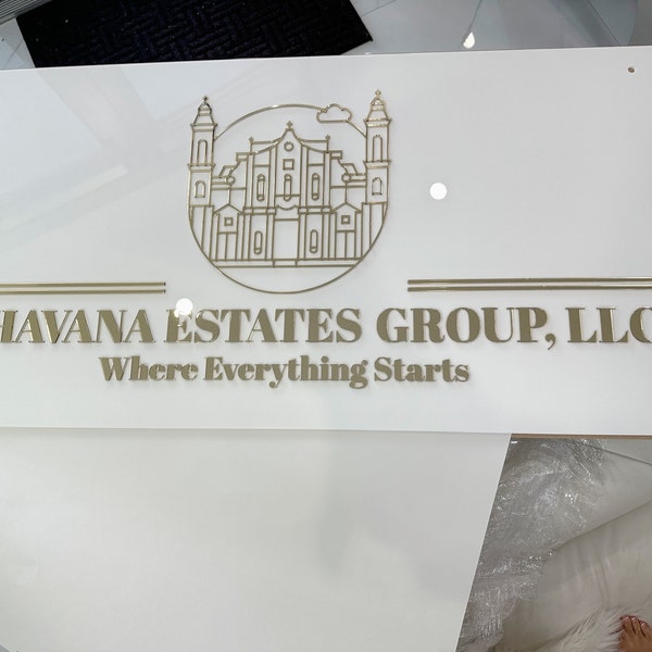 Gold and White Custom Sign for the Wall With All Mounting Material ...