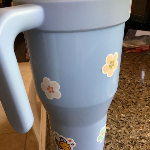 Pastel Flowers Vinyl Sticker Set of 6, Flower Pack, 1" 1.5"or 2 ...