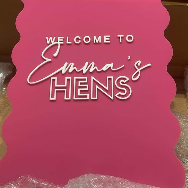 Wave Wedding Welcome Sign, 3D Names, Modern Wavey Wedding Signs ...