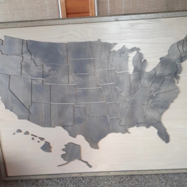Marking Maps- United States USA Wooden Photo Collage, Travel Wall Decor ...