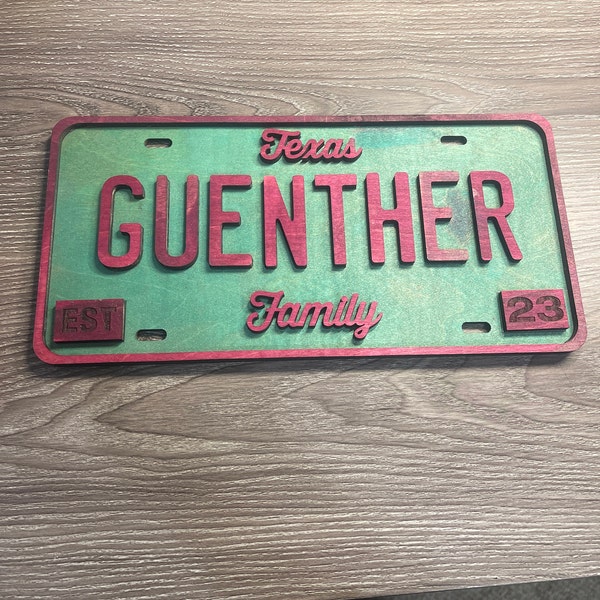 Customizable Family License Plates SVG Laser Cut Files for Glowforge ...