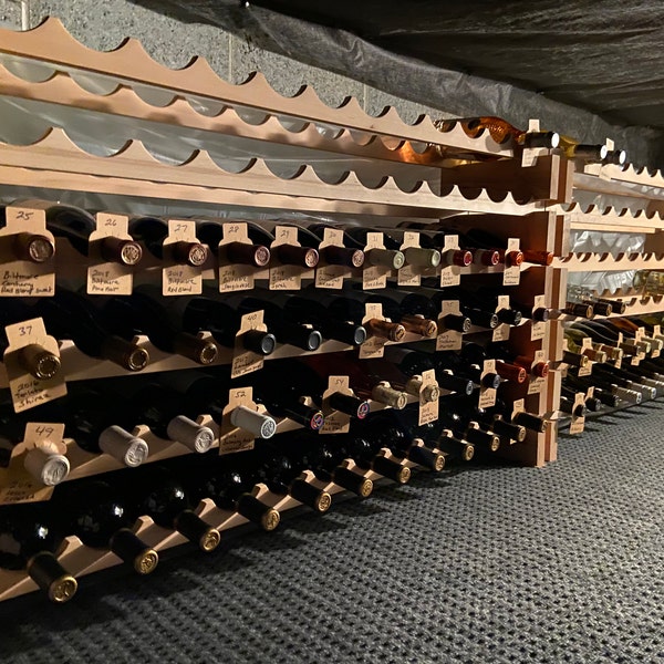 12X Beech Modular Wine Rack Beech Wood 48-144 Bottle Capacity Storage ...