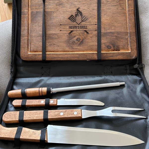 Personalized Grill Set, Laser Engraved BBQ Tools With Carrying Case ...