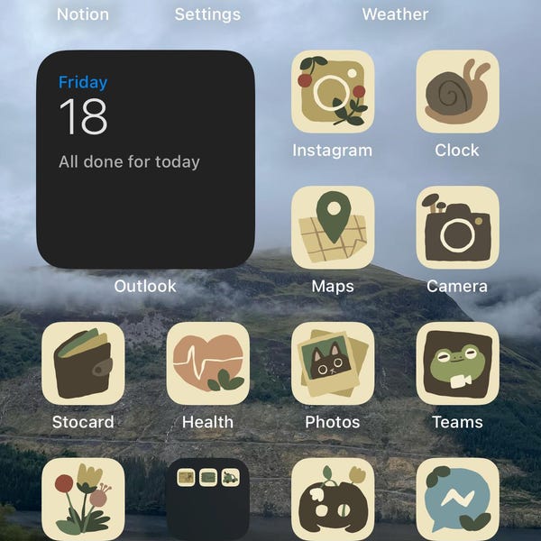 Vintage Cottagecore App Icons / Cozy Fall Forest Aesthetic | Hand Drawn ...