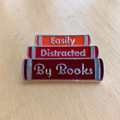 Book Pin Book Enamel Pin Easily Distracted by Books Lapel Pin Hat Pin ...