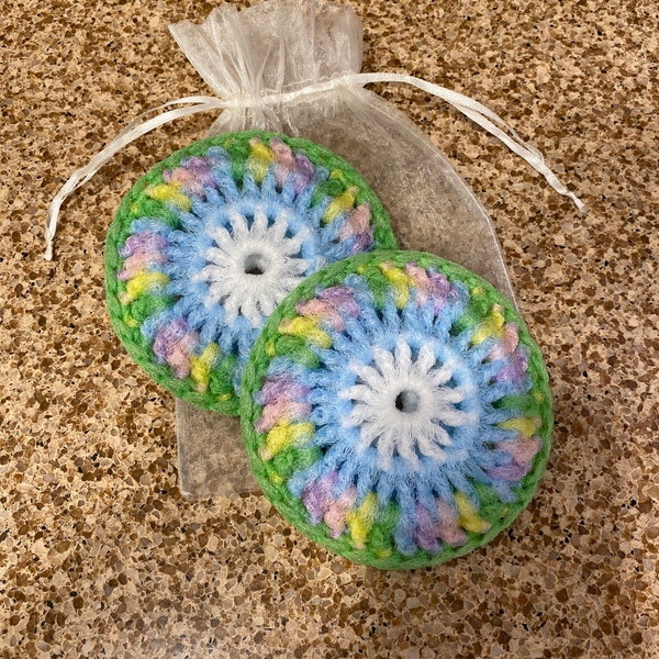 Large Crochet Pot Scrubbers - Set of 2 Through 10 - Pastel Nylon Dish ...