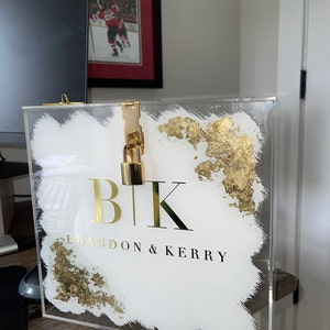 Foil Painted Lock and Key Personalized Acrylic Card Box I - Etsy
