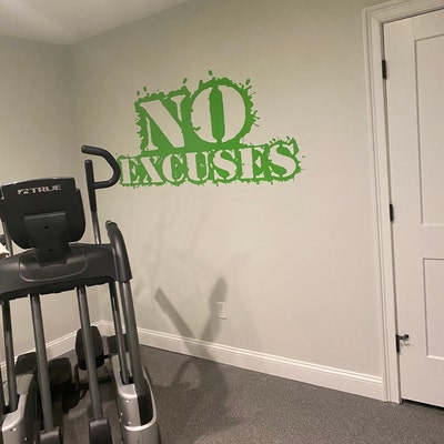 NO EXCUSES Wall Decal Fitness Gym Training Vinyl Decal Fitness Saying ...