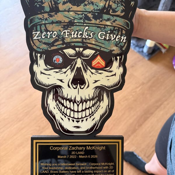 Personalized Military Skull Plaque: Award, PCS, Retirement, Promotion ...