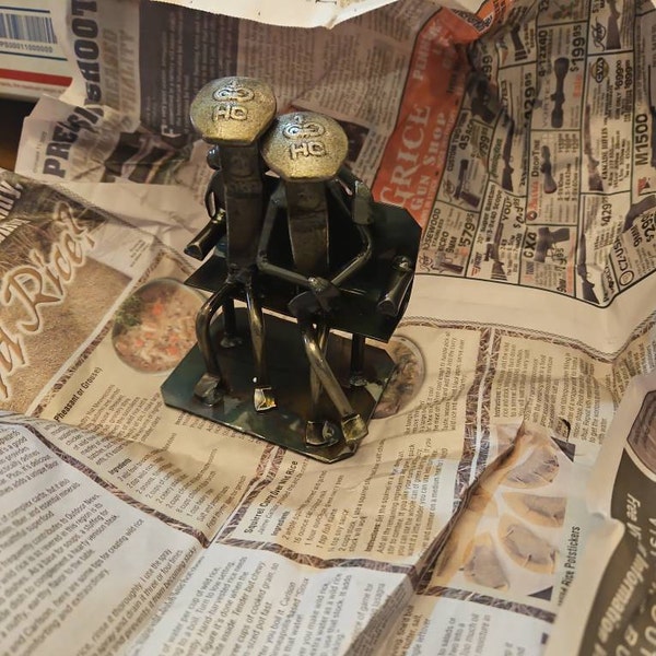 Couple on Bench | Metal Art | Couple Figurine | Railroad Spike Art ...