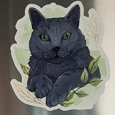 Grey Cat MAGNET Chonky Russian Blue Cat Magnet - Etsy