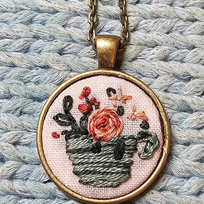 25mm Necklace Parts for Tiny Embroidery / Embroidery Pendant Base ...