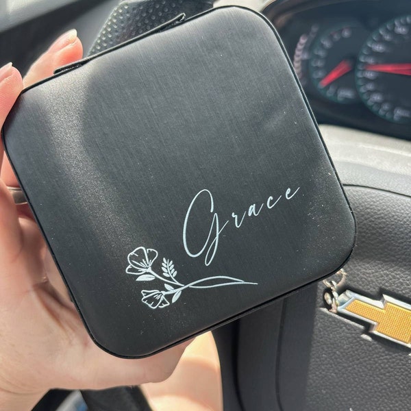 Personalized Square Jewelry Box, Travel Jewelry Case, Jewelry Organizer Bridesmaid Gift for ...
