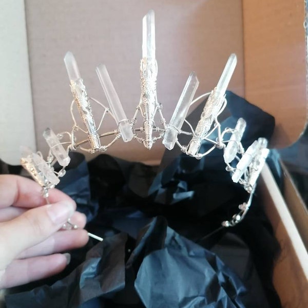 The CELESTE Crown - Crystal Quartz Crown Tiara - Magical Headpiece ...