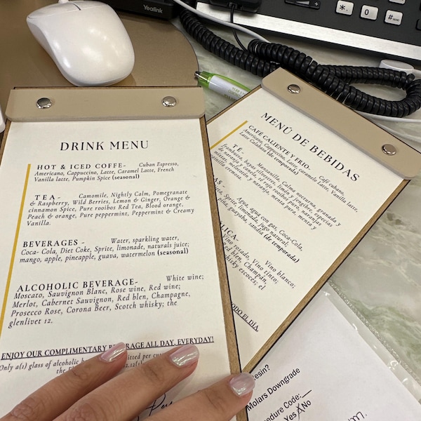 Wooden Menu Folder With Leather, Menu Holder, Restaurant Menu Folder ...