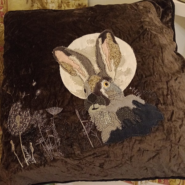 Raw Edge Applique 'hare by Moonlight' - Etsy