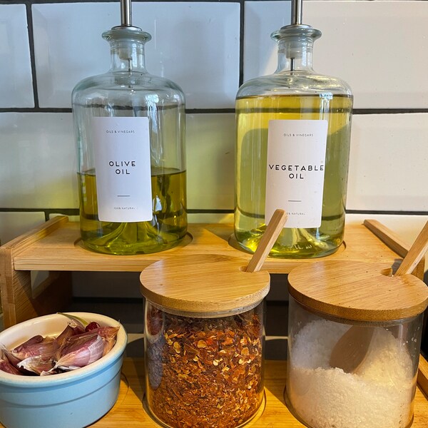 Pantry Labels Basic Oils & Vinegars - Printed Waterproof Matt Vinyl ...
