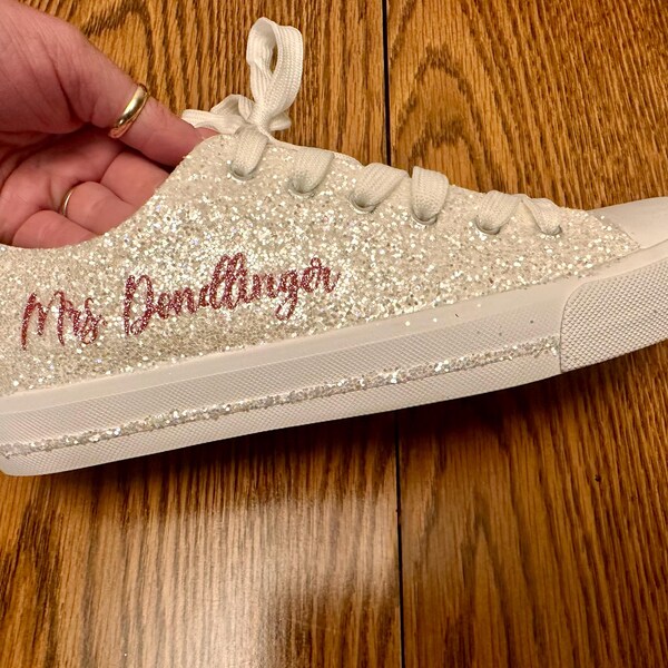 Burgundy Wedding Sneakers for Bride Sparkle, Maroon Red Glitter ...