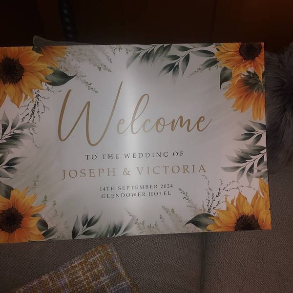Sunflower Order of the Day Wedding Welcome Sign in Any Colour, A1, A2 ...