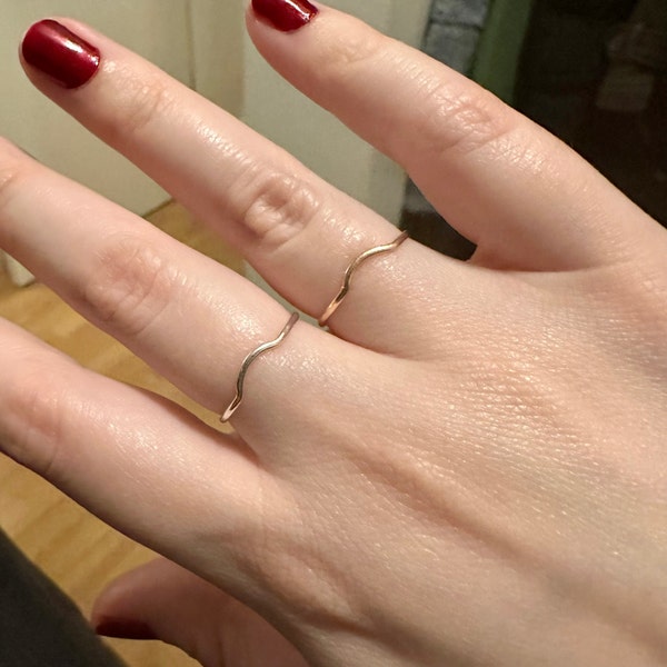 Curve Ring - Minimalist Band - Bump Ring - Silver Curve - Gold Curve ...