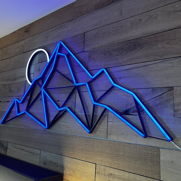 Mountain Neon Wall Art Landscape Neon Sign Neon Art, Mountain Art Light ...