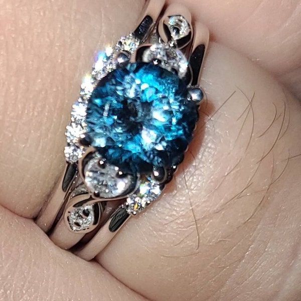 Art Deco Floral Coffin Shaped Black Gemstone Ring Set Vintage Black Onyx Engagement Ring Set 925 ...