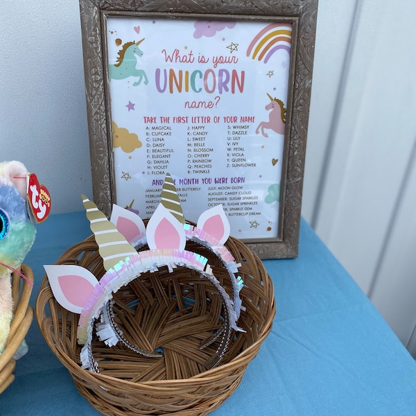 What is Your Unicorn Name Game Unicorn Birthday Game Party Activity ...
