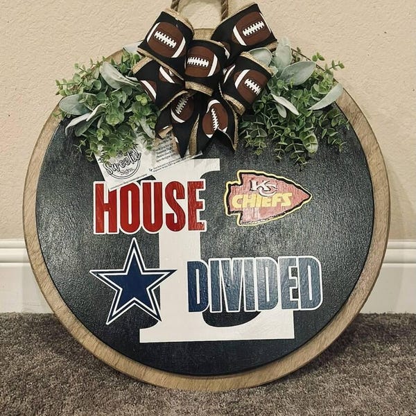 Front Door Decor | House Divided Sign | Football Sign | Football Decor ...