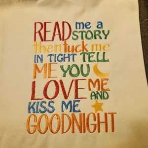 Reading Pillow Embroidery Design Read Me a Story Embroidery Design Tuck ...