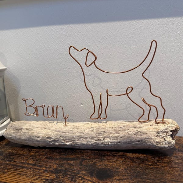 Handmade Wire Labrador on Driftwood, Home Decor, Dog Gifts, Wire Art ...