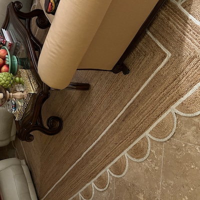 Scalloped Jute Rug Natural Scallop Rug Scalloped Edge Rug - Etsy