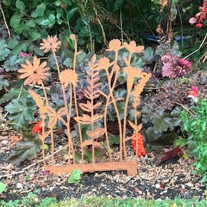 Metal Wildflowers Garden Ornament Rusted Decoration Art Outdoor Metal ...