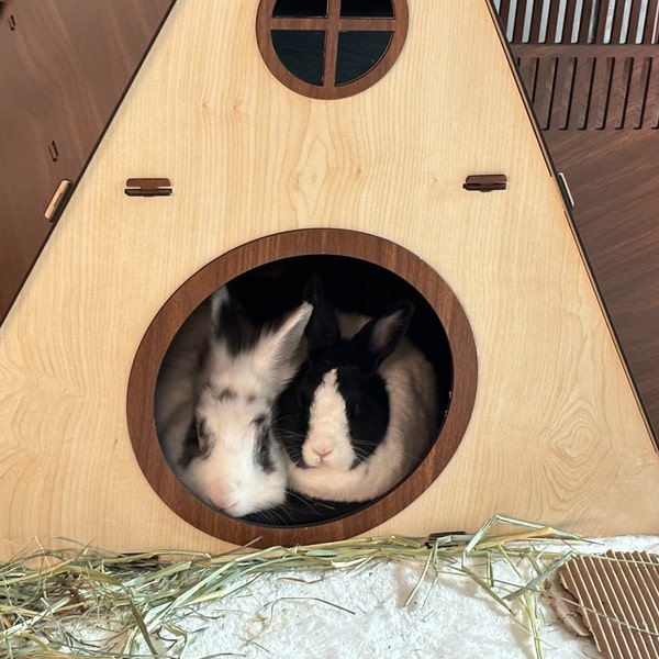 Modern Two-story Rabbit House: Indoor Bunny Castle - Etsy