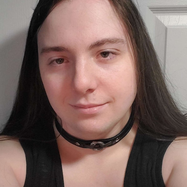 3/4 All Black Vegan Leather Ouroboros Collar/choker - Etsy UK