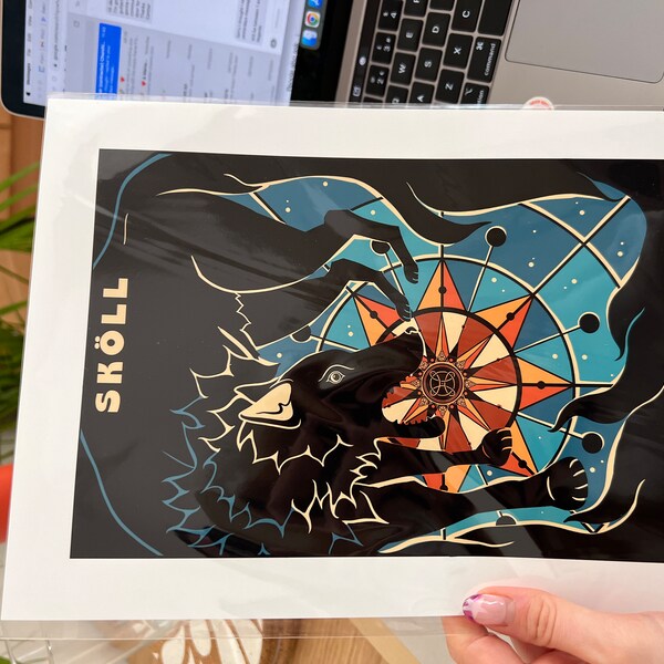 Sköll, Devourer of the Sun, Norse Mythology Print, Skoll Poster, Wolf ...