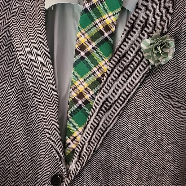 Dark Green With Pink Stripe Tie With Floral Design to the Rear by ...